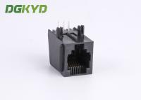China Single Port Unshielded RJ12 6-Pin 6-Contact Phone Jack with Panel Stop - THT Mount, -40°C to 85°C Operating Range for sale
