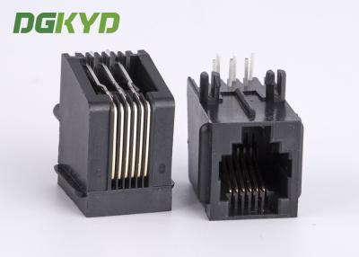 China Single Port Unshielded RJ12 6-Pin 6-Contact Phone Jack with Panel Stop - THT Mount, -40°C to 85°C Operating Range for sale
