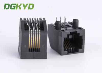 China Single Port Unshielded 6P6C RJ12 Phone Jack Connector with Side Entry PCB Mount -40°C to +85°C Temperature Range for sale