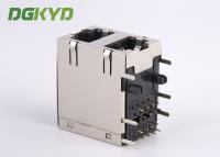 China Shielded Right Angle 2x1 Dual Port RJ45 Ethernet Connector 10/100/1000 BASE-TX for sale