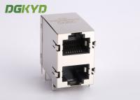 China Shielded Right Angle 2x1 Dual Port RJ45 Ethernet Connector 10/100/1000 BASE-TX for sale