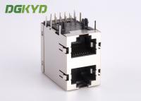 China Shielded Right Angle 2x1 Dual Port RJ45 Ethernet Connector 10/100/1000 BASE-TX for sale