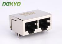 China 10/100/1000 BASE-TX 1×2 Dual Port RJ45 Ethernet Connector Without Transformer - 0.35mm Gold Pin for sale