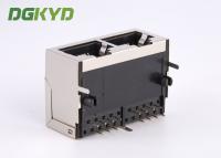 China 10/100/1000 BASE-TX 1×2 Dual Port RJ45 Ethernet Connector Without Transformer - 0.35mm Gold Pin for sale