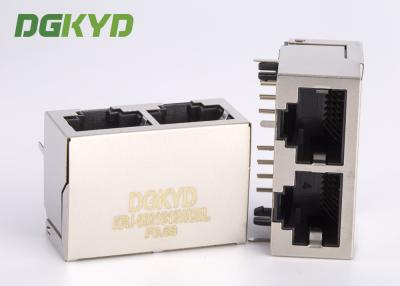 China 10/100/1000 BASE-TX 1×2 Dual Port RJ45 Ethernet Connector Without Transformer - 0.35mm Gold Pin for sale