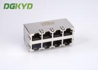 China Custom 2X4 Dual Deck RJ45 8-Port Network Connector 28.5mm with 7.7KG Retention Strength for sale