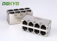 China Custom 2X4 Dual Deck RJ45 8-Port Network Connector 28.5mm with 7.7KG Retention Strength for sale