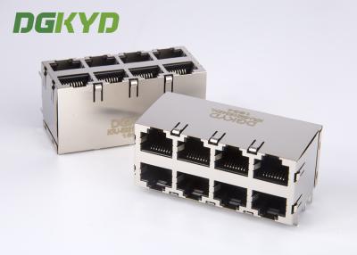 China Custom 2X4 Dual Deck RJ45 8-Port Network Connector 28.5mm with 7.7KG Retention Strength for sale