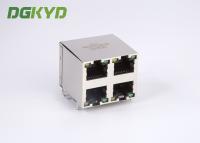 China OEM / ODM Shield 2X2 Dual Deck 4 Port RJ45 Modular Jack Without Transfomer for sale