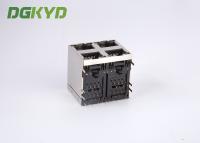 China OEM / ODM Shield 2X2 Dual Deck 4 Port RJ45 Modular Jack Without Transfomer for sale
