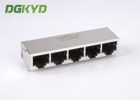 China Shielded tab down 1X5 multiple ports ethernet connector RJ45 keystone jack for sale