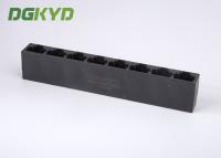 China PBT Black Unshielded 8 Port RJ45 Connector Socket with Gold Plating 0.6 µin for Ethernet Switch for sale