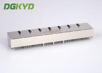 China Shield Right Angle 1x8 Port Ganged RJ45 Connector Black with 8 Positions and 0.6 µin Gold Plating for sale