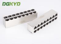 China Shield 2x8 Port Stacked RJ45 Connector Combo - Dual Deck 16 Ports Ethernet Socket with Gold Plating for sale