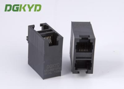China Customized PBT Black 2x1 Dual Deck RJ12 Phone Jack Connector - 6P6C Contacts, -40°C to +85°C Temperature Range for sale