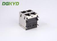 China Right Angle PCB Mount RJ11 Jack 2x2 Dual Deck 4 Ports Cat 3 -40°C to +85°C Temperature Range for sale