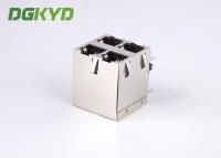 China Right Angle PCB Mount RJ11 Jack 2x2 Dual Deck 4 Ports Cat 3 -40°C to +85°C Temperature Range for sale