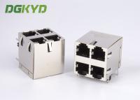China Right Angle PCB Mount RJ11 Jack 2x2 Dual Deck 4 Ports Cat 3 -40°C to +85°C Temperature Range for sale