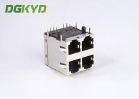 China Right Angle PCB Mount RJ11 Jack 2x2 Dual Deck 4 Ports Cat 3 -40°C to +85°C Temperature Range for sale