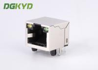 China Right Angle Single Port RJ45 Shielded Connector with LED - 15.75mm Length, 600+ Mating Cycles, -40℃ to +85℃ Operating Range for sale