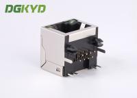 China Right Angle Single Port RJ45 Shielded Connector with LED - 15.75mm Length, 600+ Mating Cycles, -40℃ to +85℃ Operating Range for sale