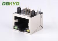 China Right Angle Single Port RJ45 Shielded Connector with LED - 15.75mm Length, 600+ Mating Cycles, -40℃ to +85℃ Operating Range for sale