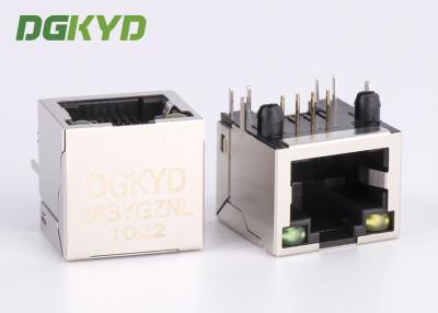 China Right Angle Single Port RJ45 Shielded Connector with LED - 15.75mm Length, 600+ Mating Cycles, -40℃ to +85℃ Operating Range for sale
