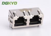 China Right Angle PCB Mount Dual Port RJ45 Connector 8-Position 260℃ Solder Rating for CAT5/CAT6 Ethernet for sale