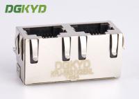 China Right Angle PCB Mount Dual Port RJ45 Connector 8-Position 260℃ Solder Rating for CAT5/CAT6 Ethernet for sale