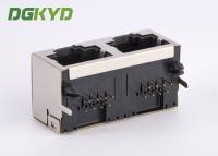 China Shield Tab Up 2 Port RJ45 PCB Connector Without Transformer for Surveillance Cameras - 8 Position 260℃ Solder Rating for sale