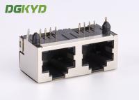 China Shield Tab Up 2 Port RJ45 PCB Connector Without Transformer for Surveillance Cameras - 8 Position 260℃ Solder Rating for sale