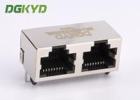 China Shield Tab Up 2 Port RJ45 PCB Connector Without Transformer for Surveillance Cameras - 8 Position 260℃ Solder Rating for sale