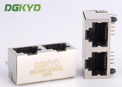 China Shield Tab Up 2 Port RJ45 PCB Connector Without Transformer for Surveillance Cameras - 8 Position 260℃ Solder Rating for sale