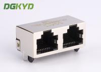 China Economical Cost Shield 1x2 Tab Up Double Port Ethernet Socket RJ45 Modular Jack - 10/100/1000Base-TX, -40℃ to +85℃ Operating Range for sale