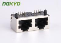 China Economical Cost Shield 1x2 Tab Up Double Port Ethernet Socket RJ45 Modular Jack - 10/100/1000Base-TX, -40℃ to +85℃ Operating Range for sale