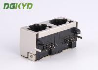 China Economical Cost Shield 1x2 Tab Up Double Port Ethernet Socket RJ45 Modular Jack - 10/100/1000Base-TX, -40℃ to +85℃ Operating Range for sale