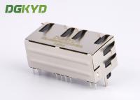 China 15.75mm Depth Shield 2 Port RJ45 Ethernet Jack with LEDs - 260℃ Solder Rating, -40℃ to +85℃ Operating Range for sale