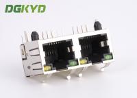China 15.75mm Depth Shield 2 Port RJ45 Ethernet Jack with LEDs - 260℃ Solder Rating, -40℃ to +85℃ Operating Range for sale