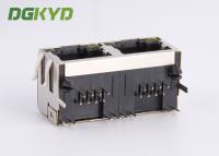 China 15.75mm Depth Shield 2 Port RJ45 Ethernet Jack with LEDs - 260℃ Solder Rating, -40℃ to +85℃ Operating Range for sale