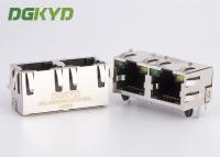 China 15.75mm Depth Shield 2 Port RJ45 Ethernet Jack with LEDs - 260℃ Solder Rating, -40℃ to +85℃ Operating Range for sale
