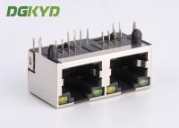 China 90 Degree Side Entry RJ45 Modular Jack 1x2 Port Ethernet Socket 10/100/1000Base-TX with G/Y LED for sale