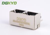 China 90 Degree Side Entry RJ45 Modular Jack 1x2 Port Ethernet Socket 10/100/1000Base-TX with G/Y LED for sale