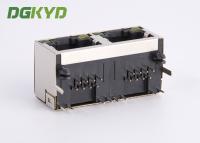China 90 Degree Side Entry RJ45 Modular Jack 1x2 Port Ethernet Socket 10/100/1000Base-TX with G/Y LED for sale