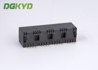 China 180 Degree Vertical Entry 4-Port RJ45 Ethernet Connector with 600+ Mating Cycles and 750+ Insertion Life for sale