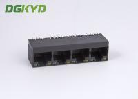 China 180 Degree Vertical Entry 4-Port RJ45 Ethernet Connector with 600+ Mating Cycles and 750+ Insertion Life for sale
