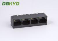 China 180 Degree Vertical Entry 4-Port RJ45 Ethernet Connector with 600+ Mating Cycles and 750+ Insertion Life for sale