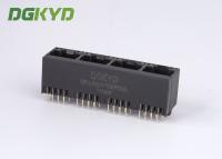 China 180 Degree Vertical Entry 4-Port RJ45 Ethernet Connector with 600+ Mating Cycles and 750+ Insertion Life for sale