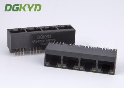 China 180 Degree Vertical Entry 4-Port RJ45 Ethernet Connector with 600+ Mating Cycles and 750+ Insertion Life for sale