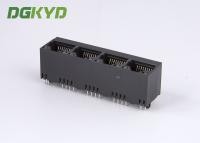 China 180 Degree Vertical Entry 4-Port RJ45 Ethernet Connector with 600+ Mating Cycles and 750+ Insertion Life for sale
