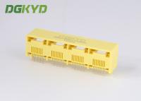 China 1x4 Multi Port RJ45 Female Ethernet Connector with Yellow Plastic Housing for 10/100/1000M Networks for sale
